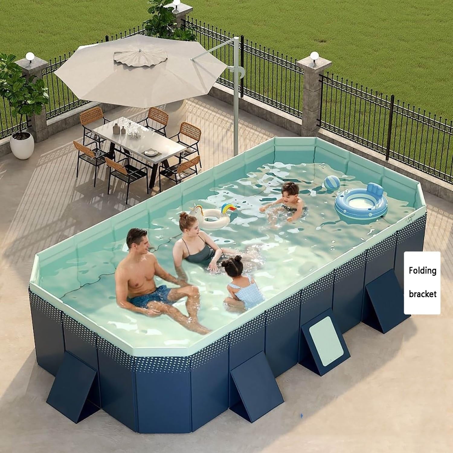 HomePerch 118in Foldable Hard Plastic Kiddie Pool, Thickened PVC, Non ...