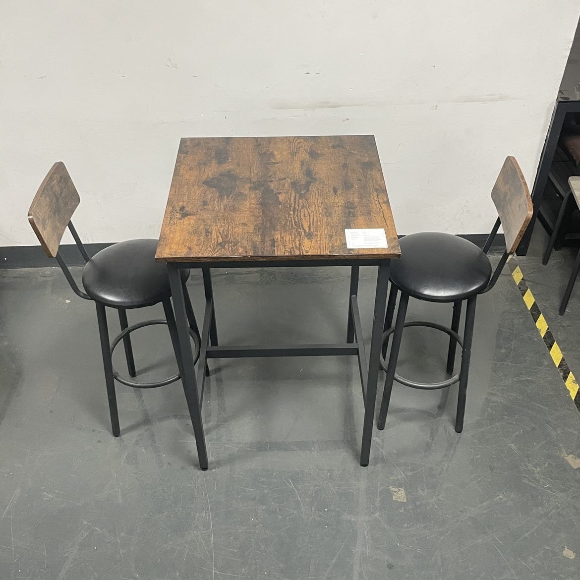 HomePerch 3-Piece Bar Table Set with 2 PU Leather Bar Stools, Square ...
