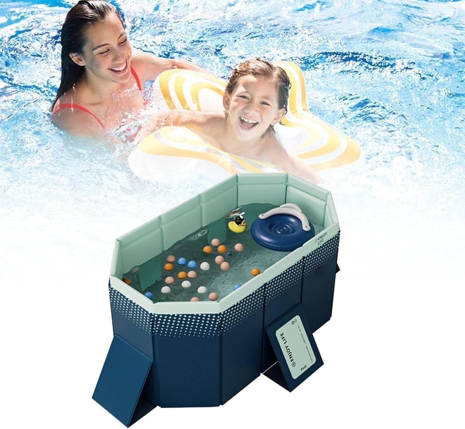 HomePerch 63in Foldable Hard Plastic Kiddie Pool, Thickened PVC, Non ...
