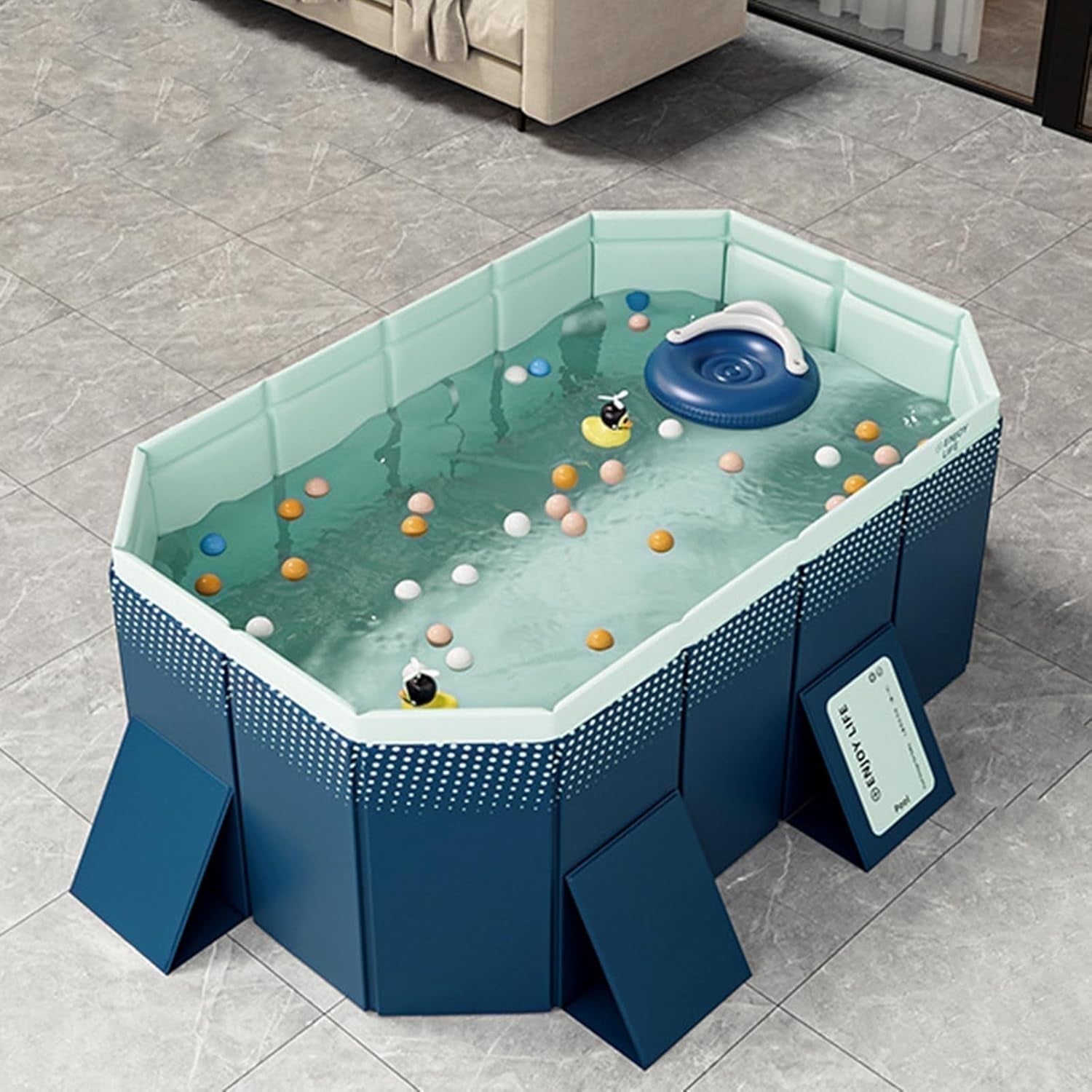 HomePerch 71in Foldable Hard Plastic Kiddie Pool, Thickened PVC, Non ...