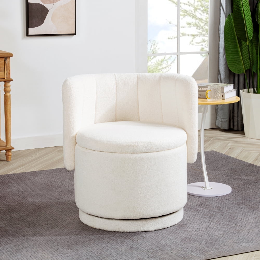 HomePerch Swivel Accent Chair with Hidden Storage, 360° Upholstered ...