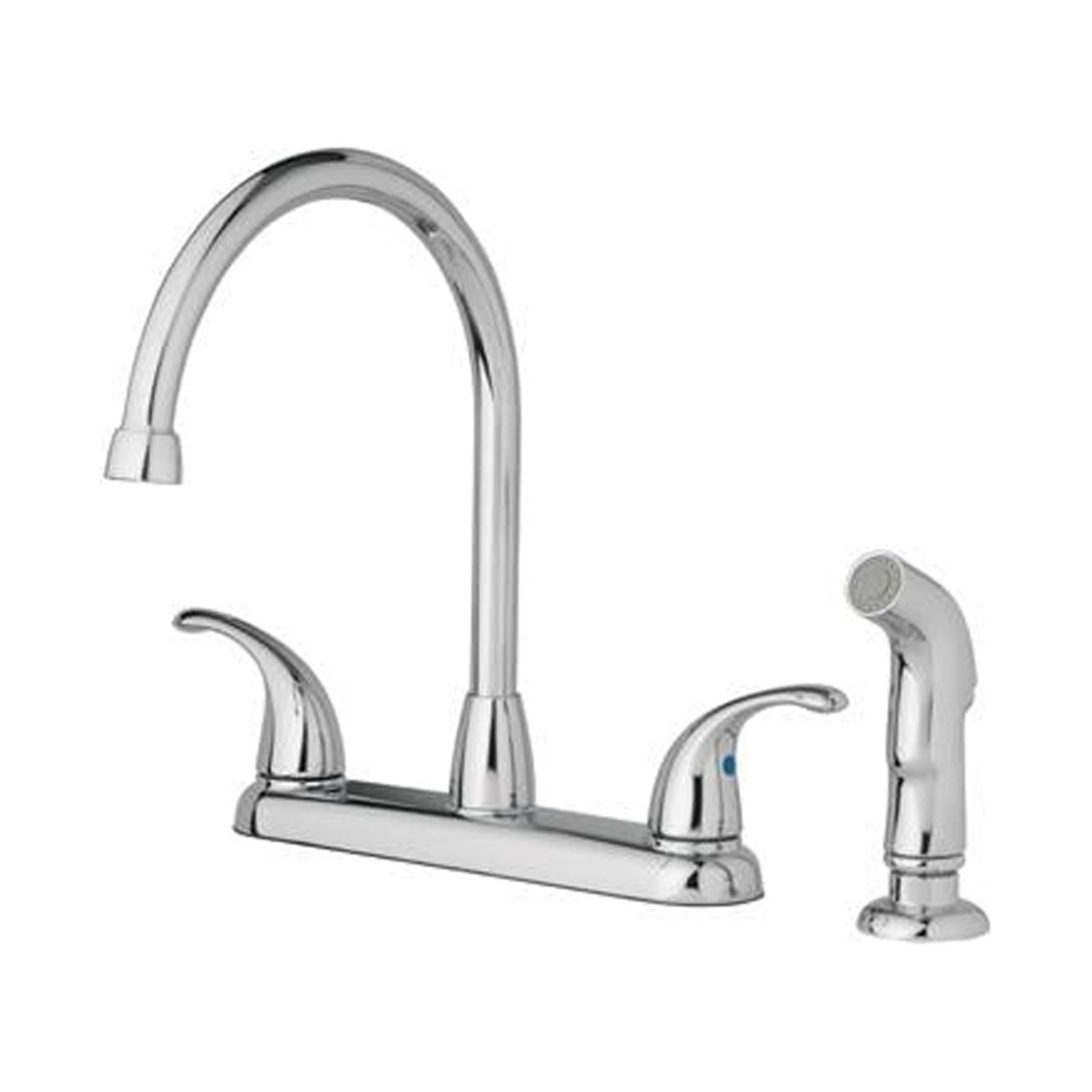 HomePointe 239963 High Arc Kitchen Faucet With Side Spray, 2-Lever ...