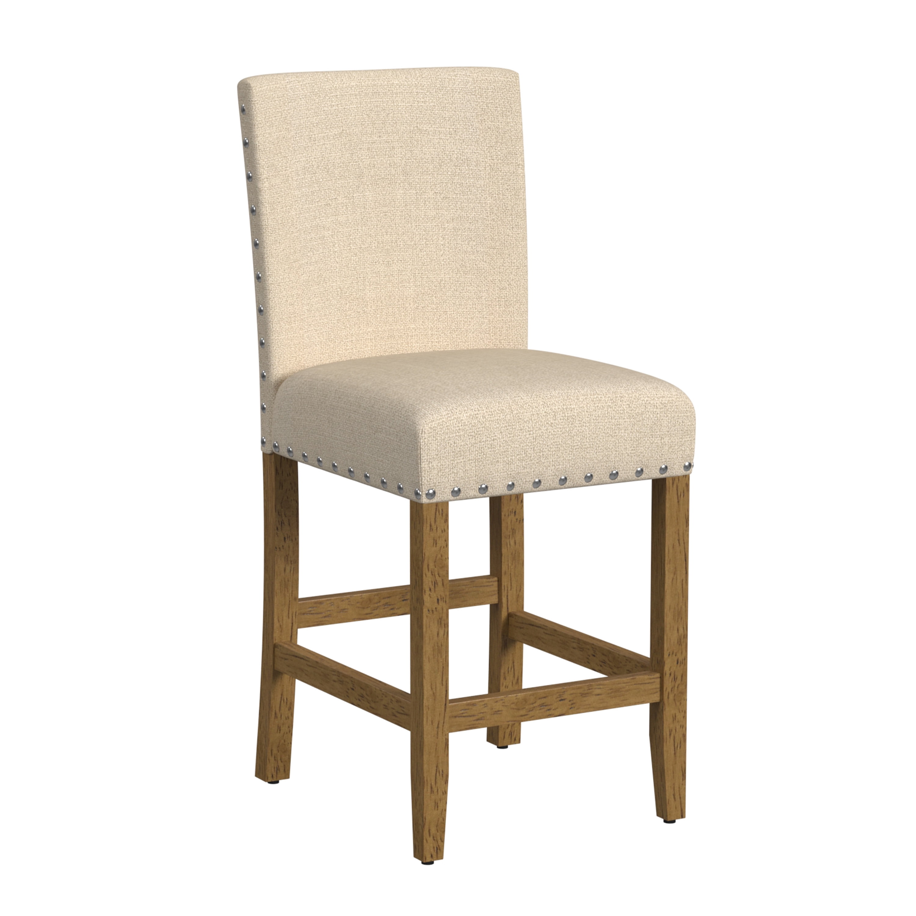 HomePop 24 Upholstered Counter Stool - Nailhead Trim - Flax - Walmart.com