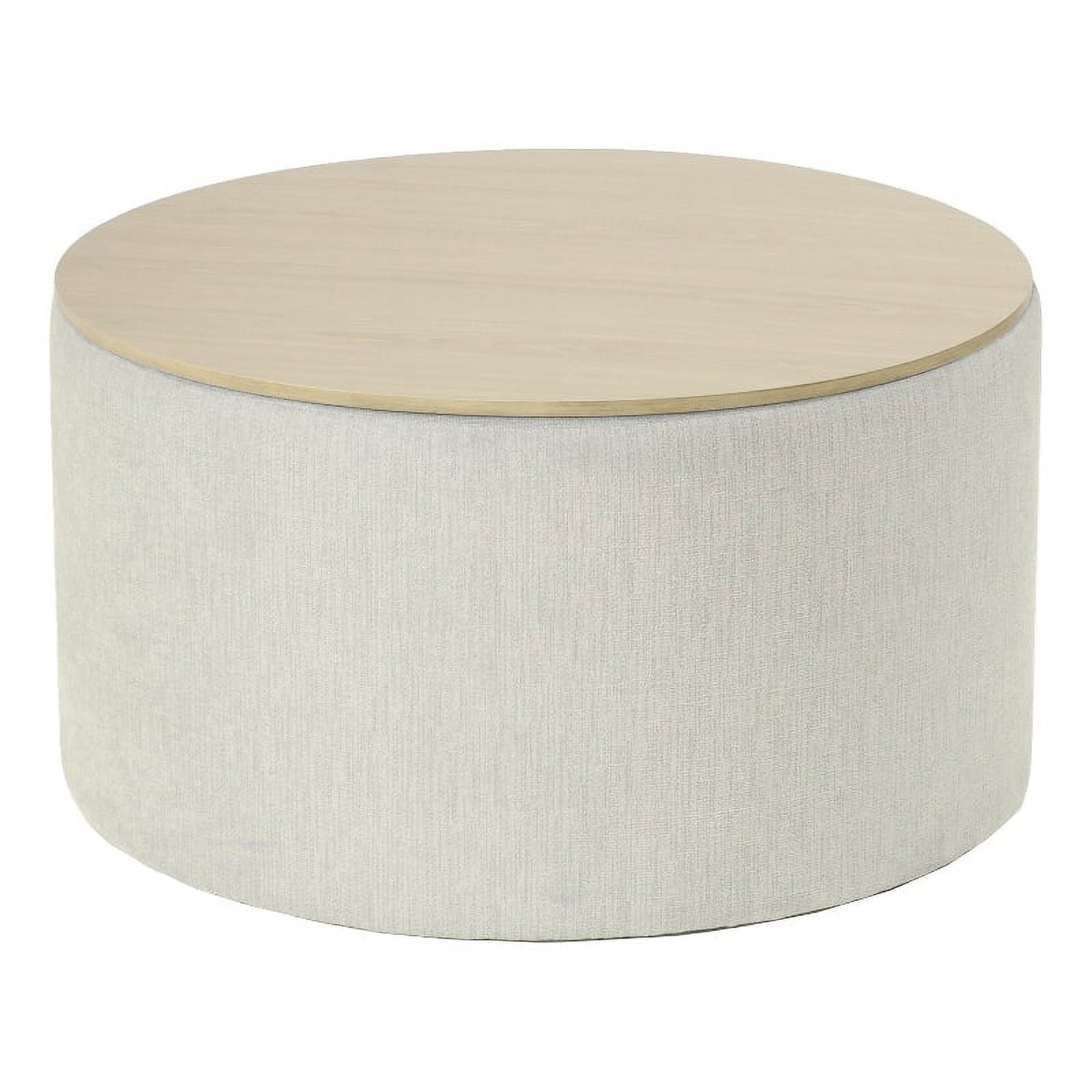 HomePop Indoor Large Modern Round Storage Ottoman with Wood Lift-Top ...