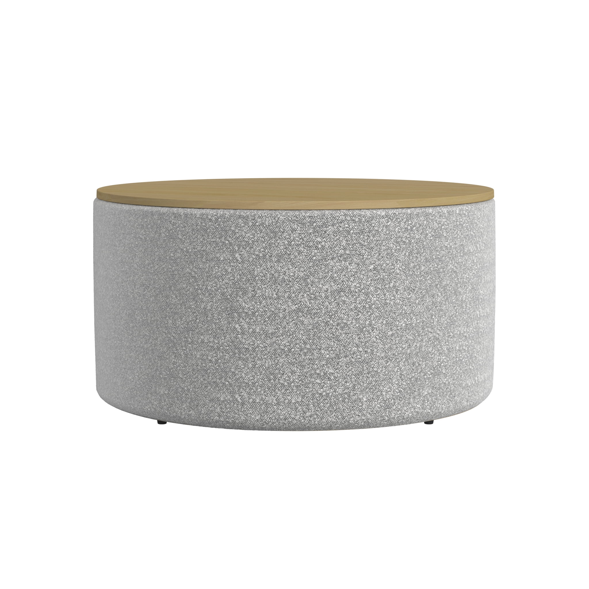 HomePop Large Modern Round Storage Ottoman with Wood Lift-Top Lid ...