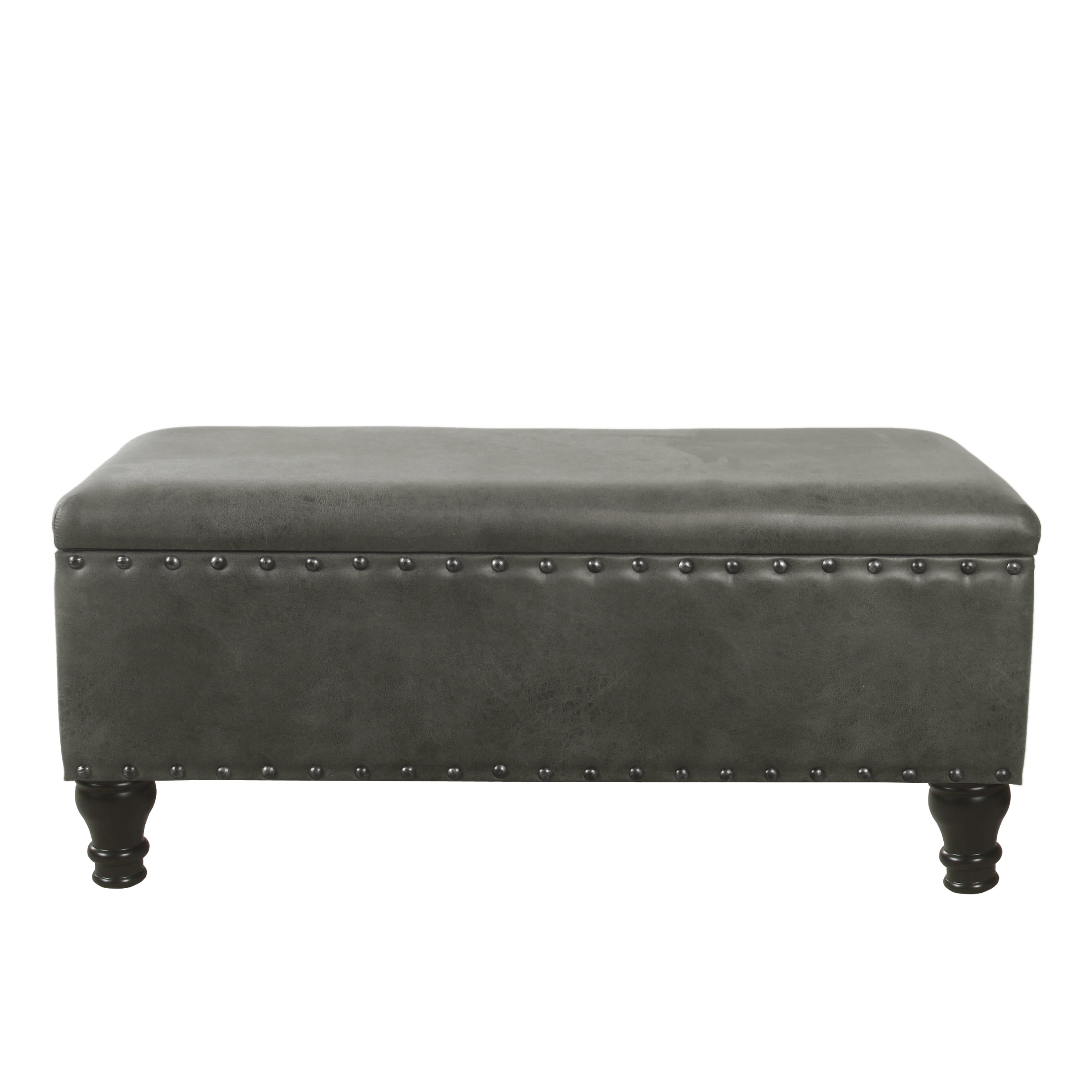 HomePop Large Storage Bench with Nailhead Trim, Multiple Colors ...