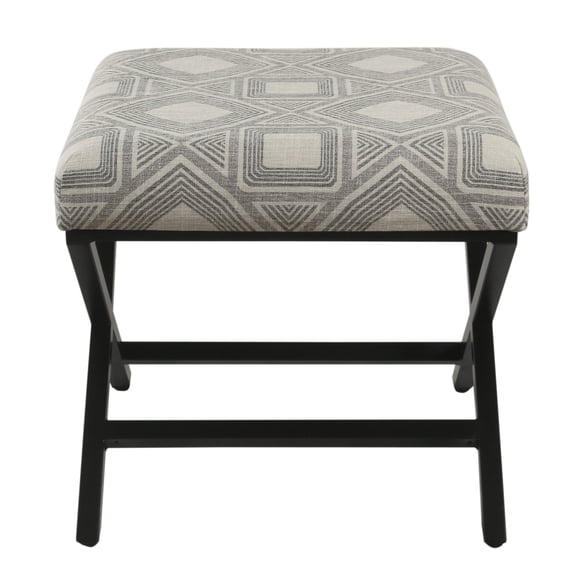 HomePop Modern Metal X-base Ottoman - Charcoal Square Geometric ...