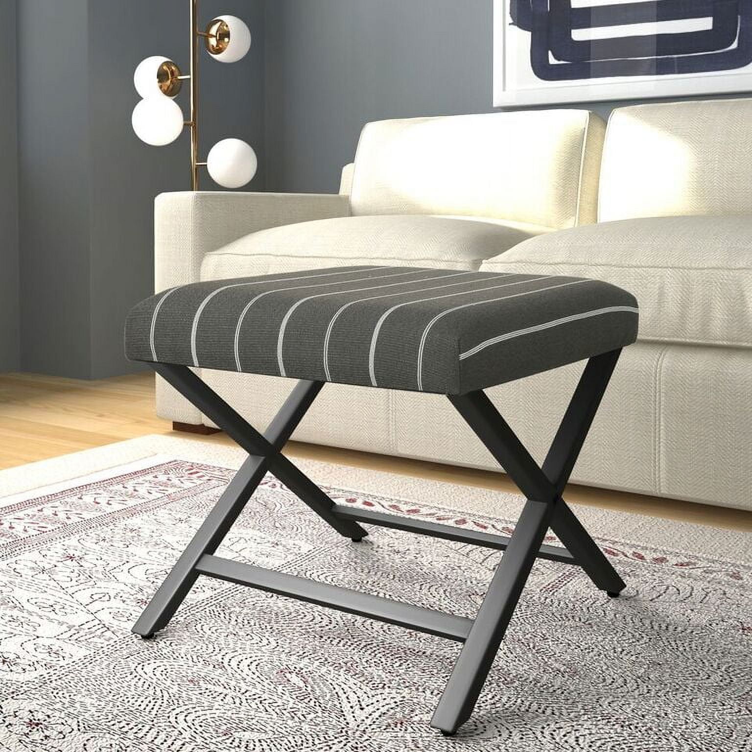 HomePop Modern Metal X-base Upholstered Ottoman, Multiple Colors ...