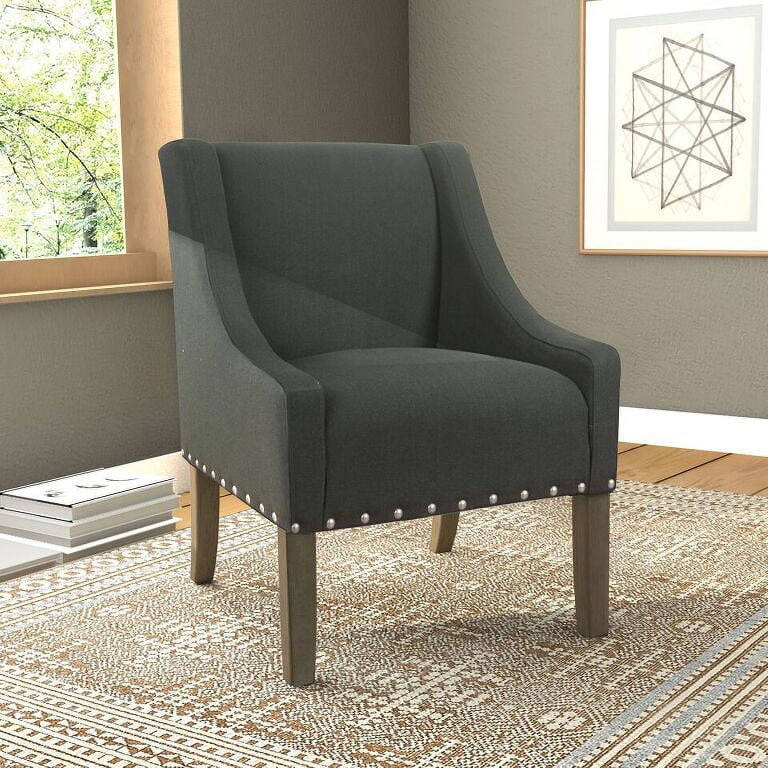 HomePop Modern Swoop Accent Chair with Nailhead Trim, Multiple Colors ...