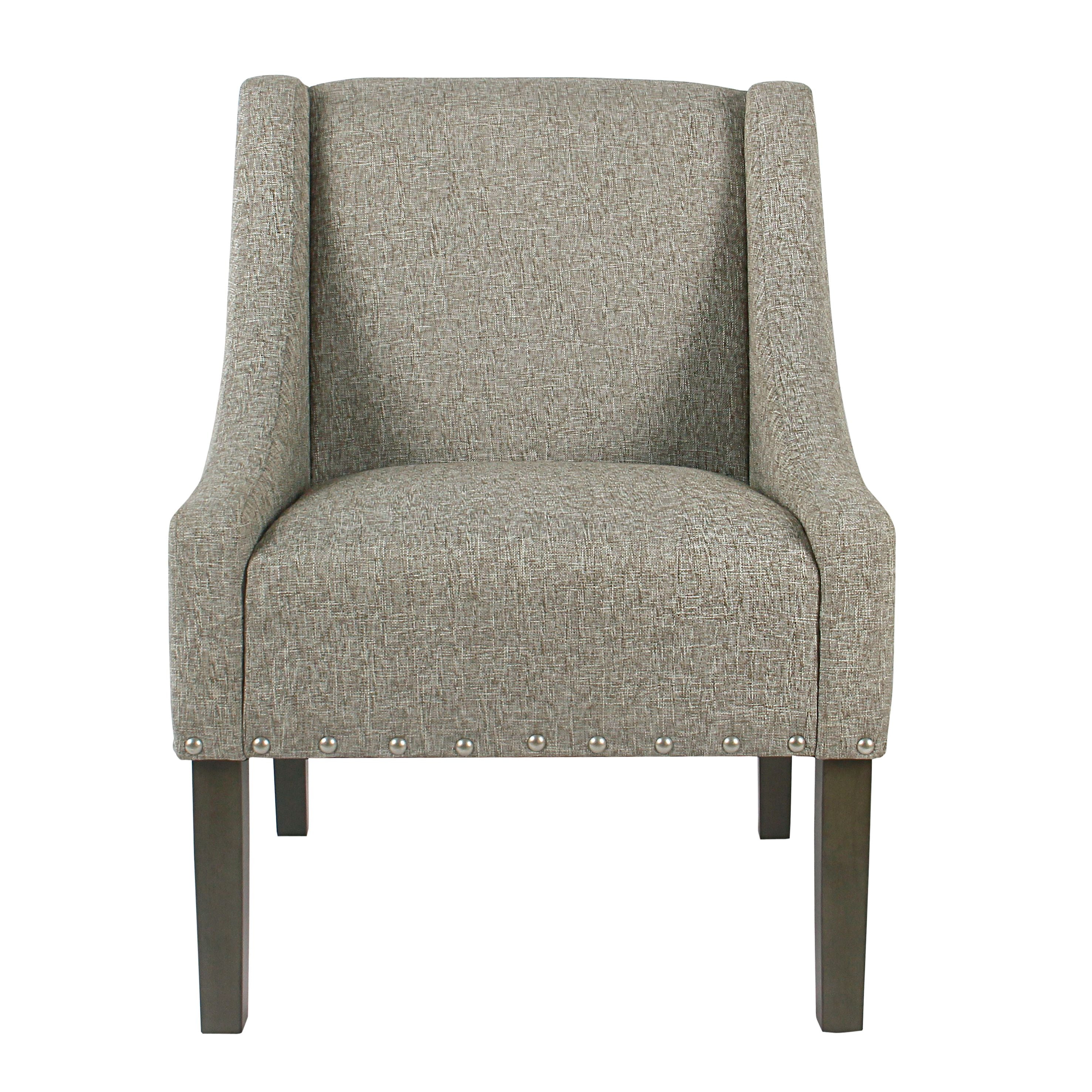 HomePop Modern Swoop Accent Chair with Nailhead Trim, Multiple Colors ...