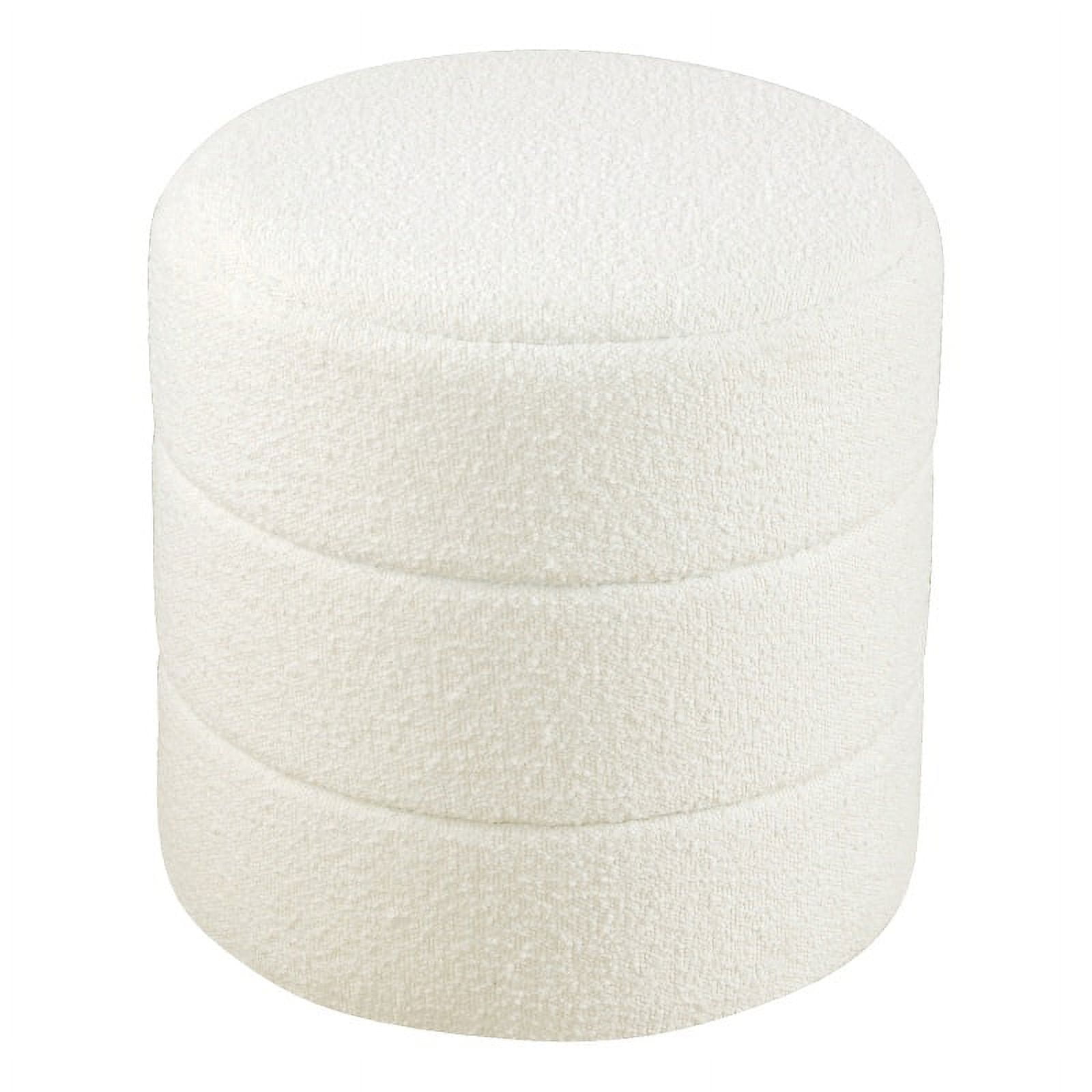 HomePop Upholstered Round Ottoman - Cream Boucle - Walmart.com