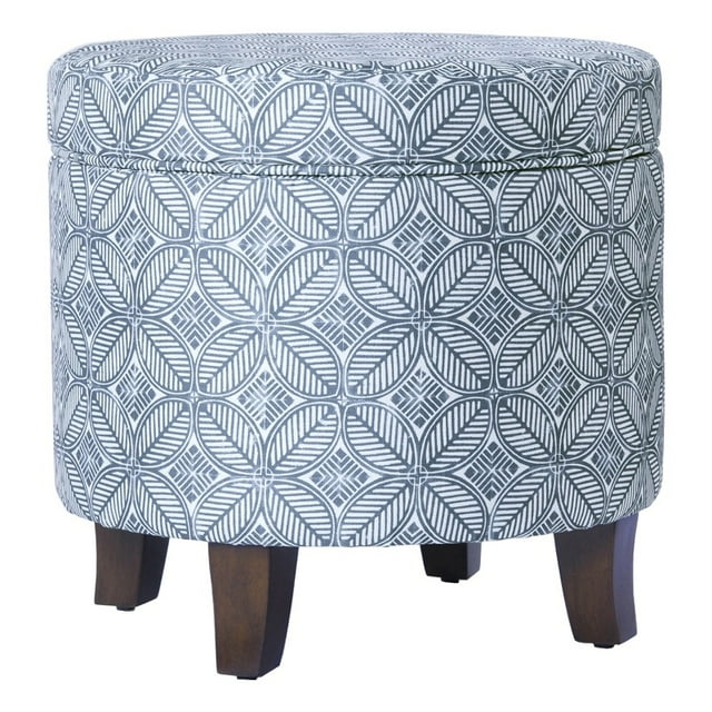 HomePop Round Storage Ottoman, Indigo Print - Walmart.com
