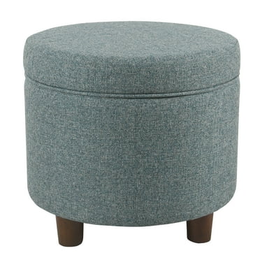 HomePop 19 Inch Tufted Round Ottoman with Easy Access Storage, Velvet ...