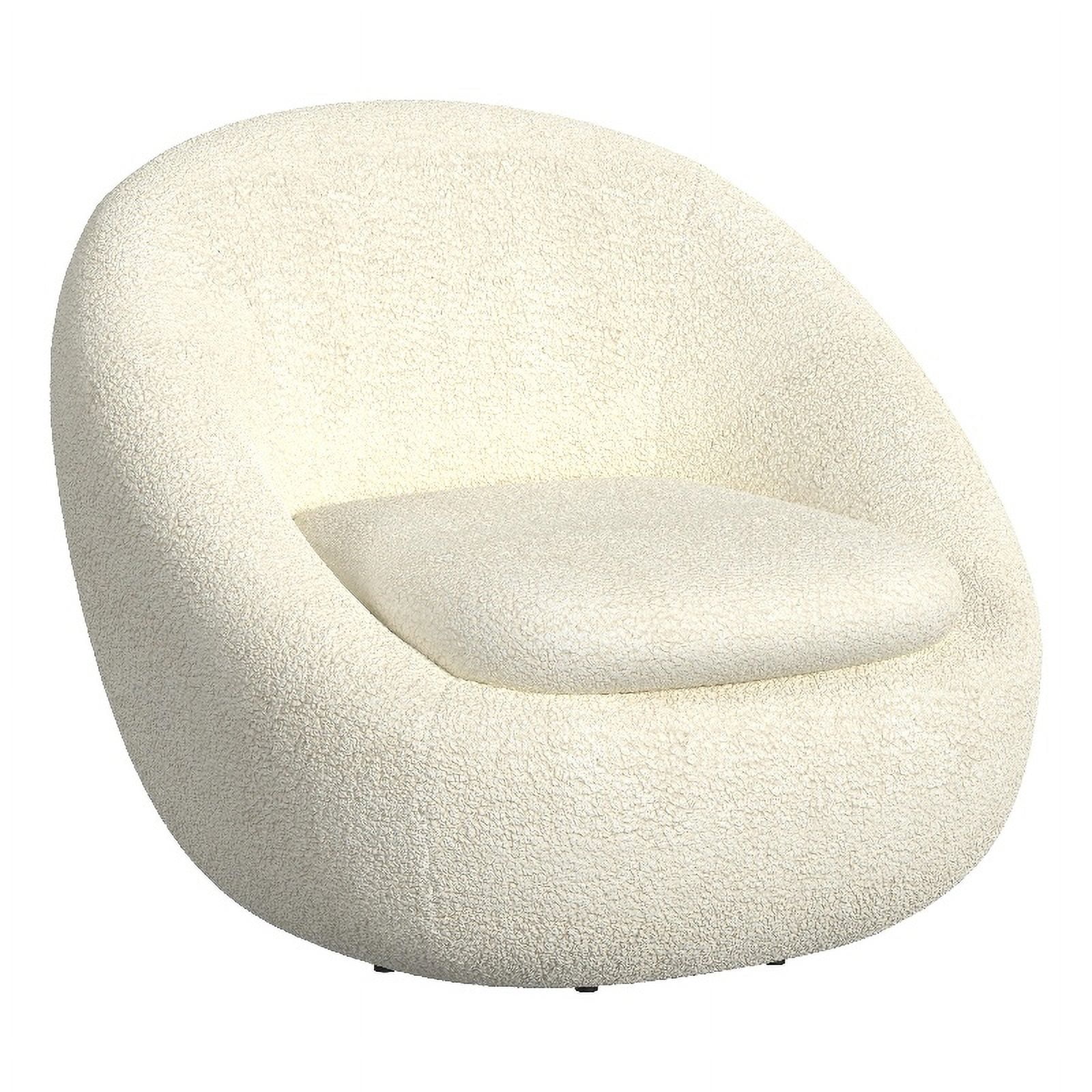 HomePop Upholstered Round Swivel Sitting Accent Chair, White Sherpa ...
