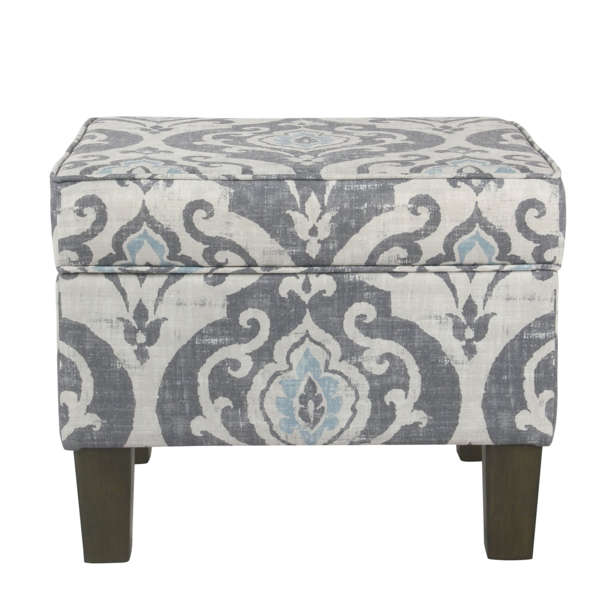 HomePop Suri Transitional Fabric Storage Ottoman with Slate Pattern in ...