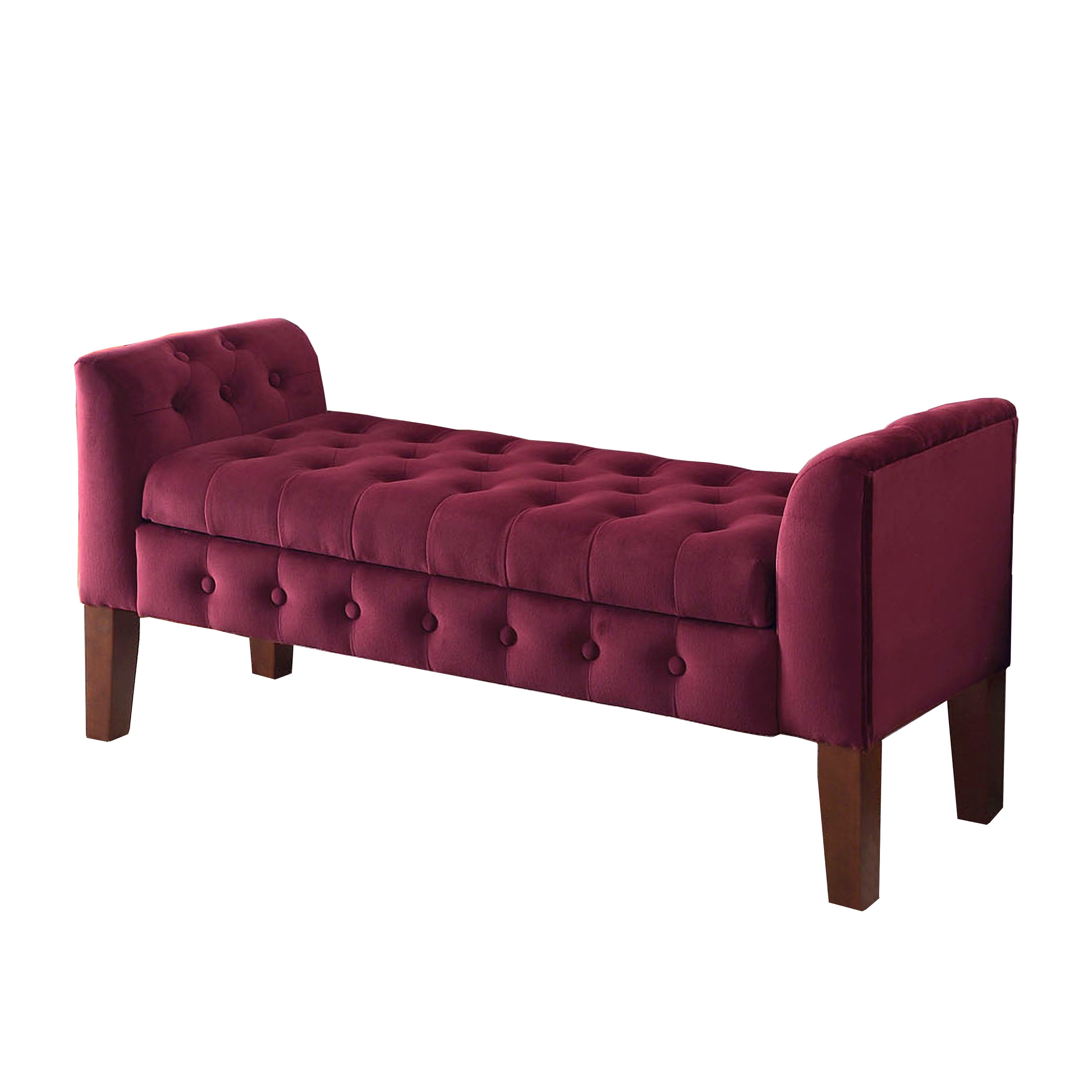 HomePop Velvet Tufted Storage Bench and Settee, Red - Walmart.com