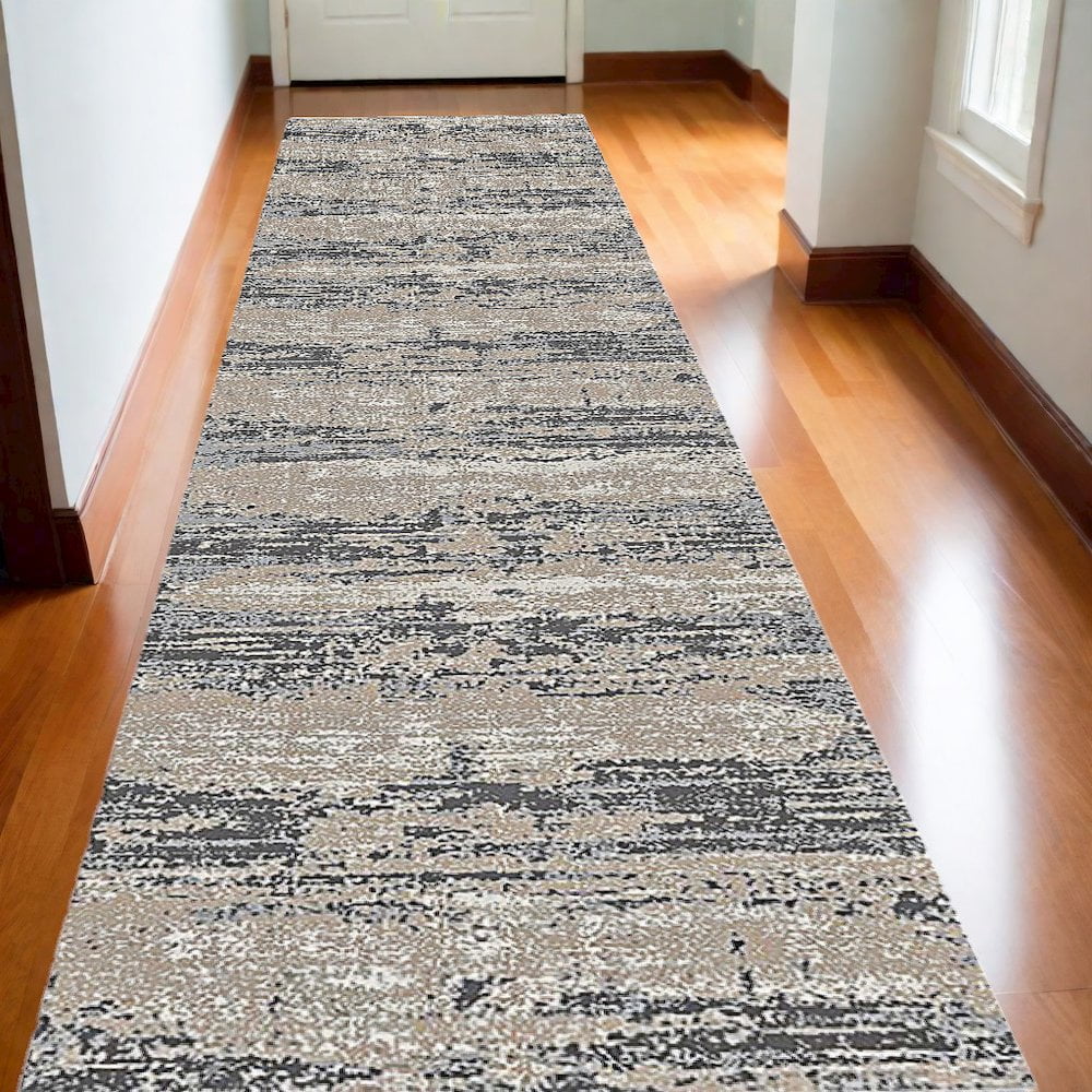 HomeRoots 10' Blue And Gray Abstract Power Loom Runner Rug - Walmart.com