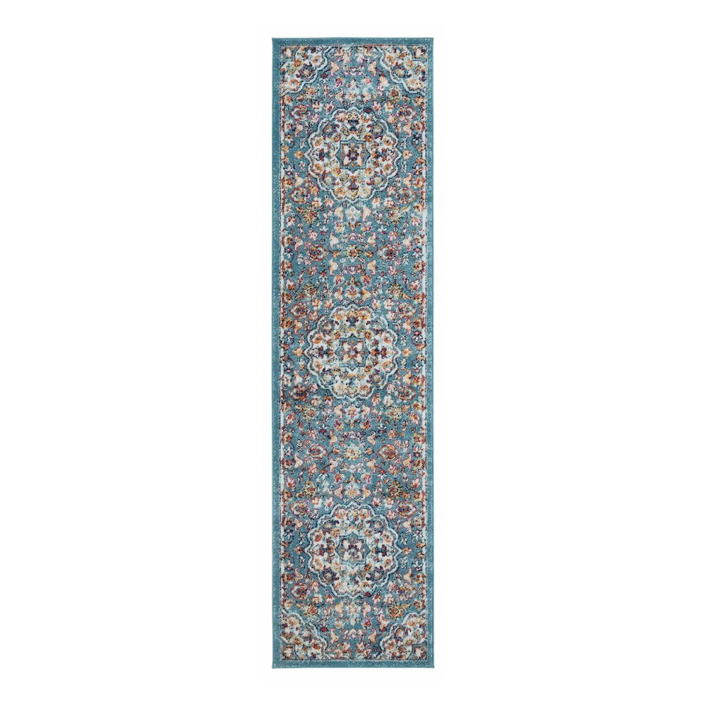 HomeRoots 10' Blue Medallion Power Loom Runner Rug - Walmart.com