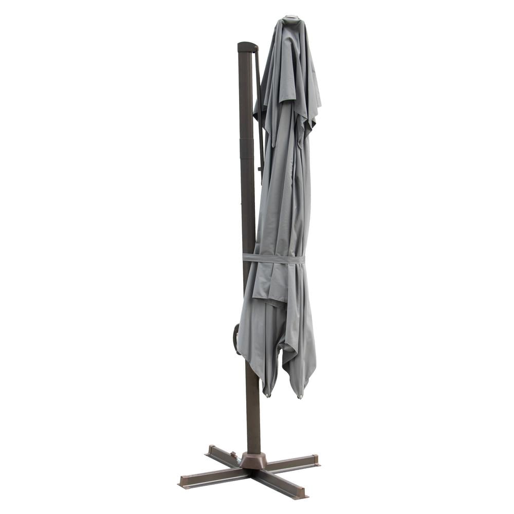 HomeRoots 10' Dark Gray Polyester Square Tilt Cantilever Patio Umbrella ...