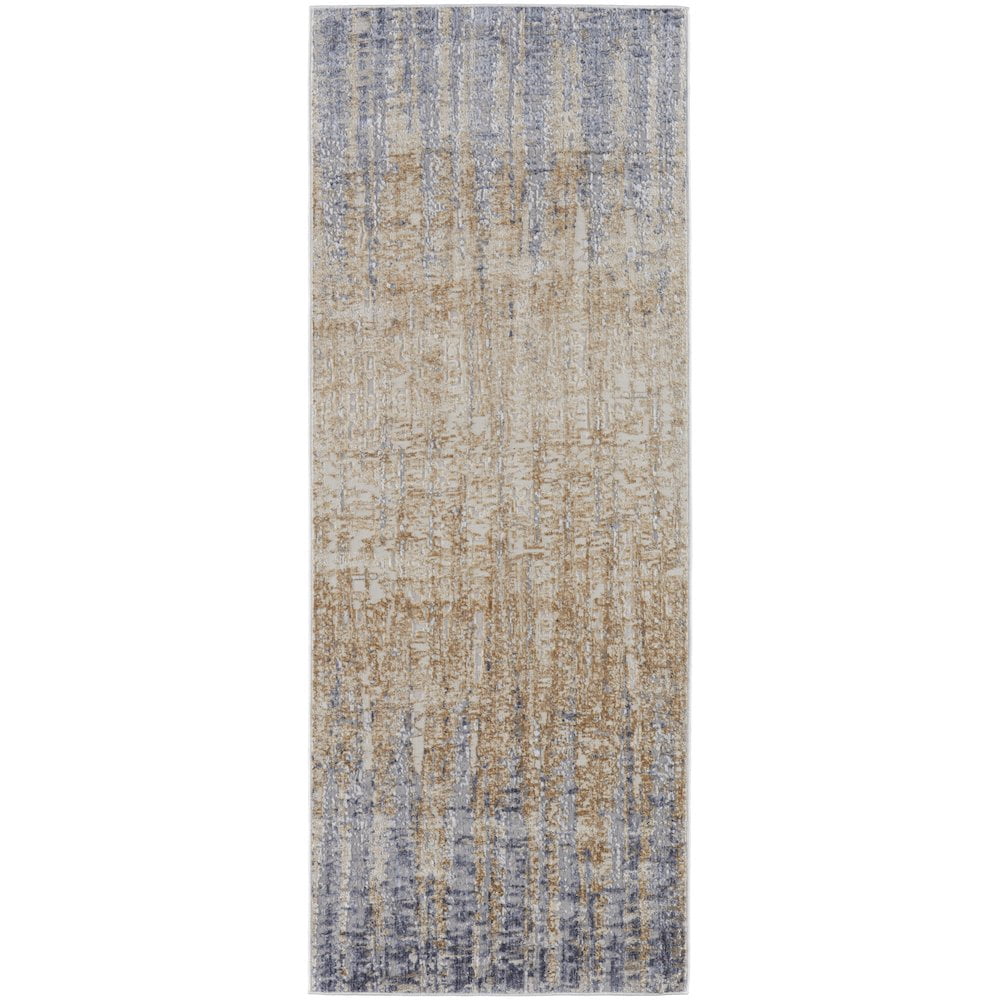 HomeRoots 10' Tan Brown And Blue Abstract Power Loom Distressed Runner ...