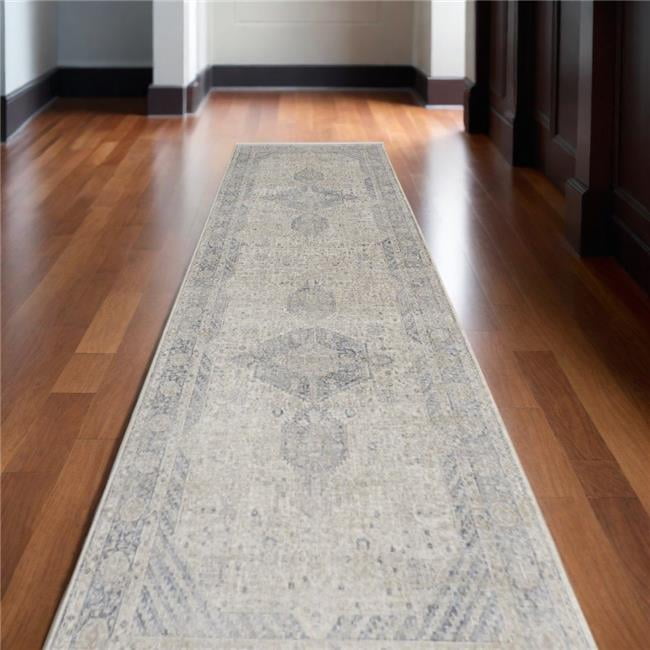HomeRoots 567446 10 ft. Oriental Power Loom Runner Rug with Fringe ...