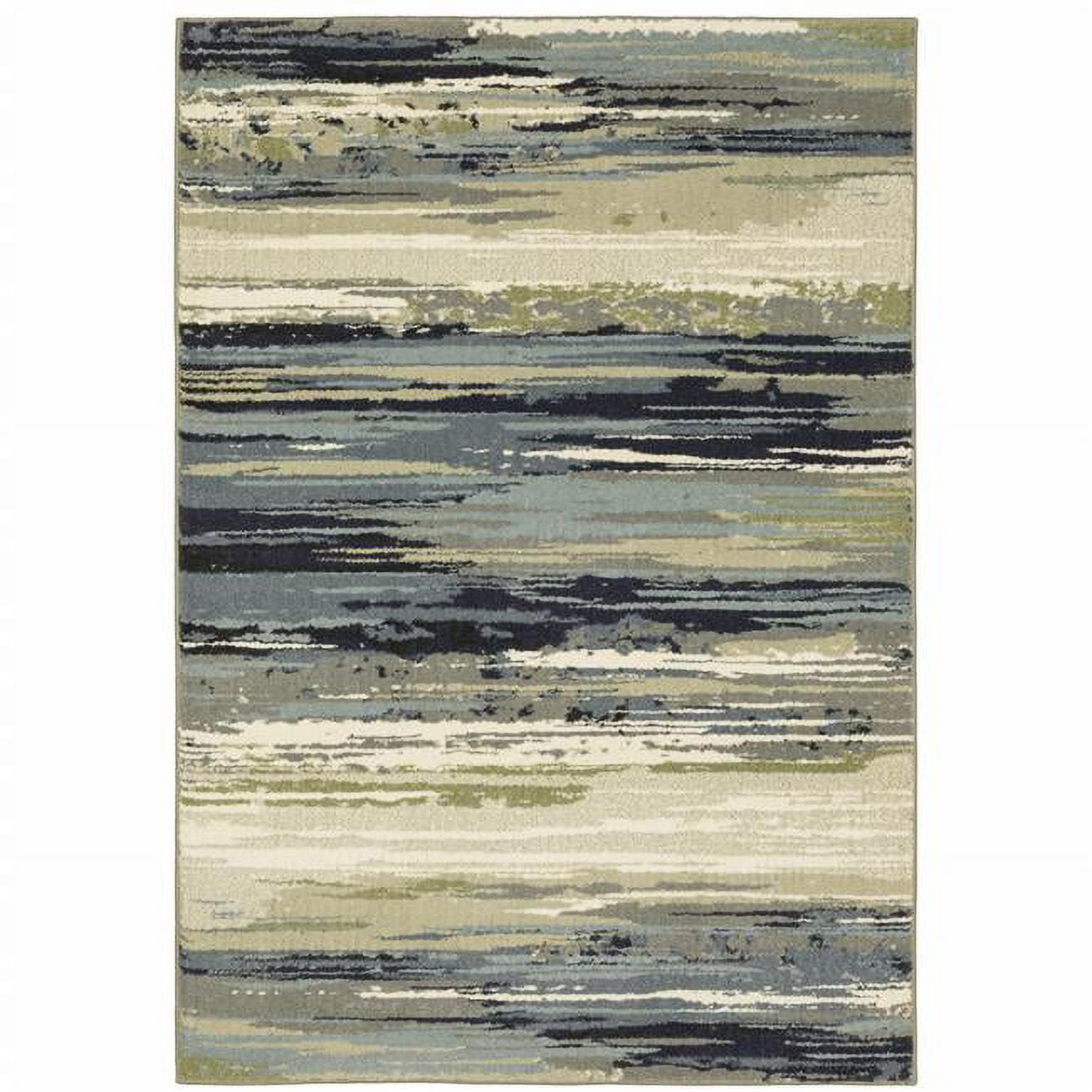 HomeRoots 10 x 13 ft. Blue Green Gray Light Blue & Beige Abstract Power ...