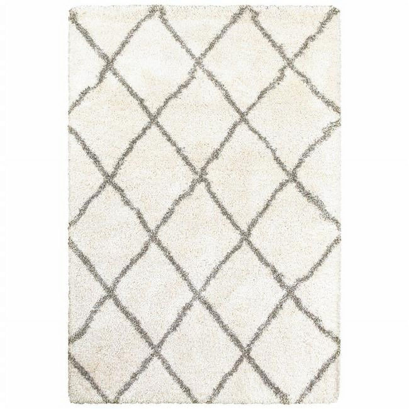 HomeRoots 10 x 13 ft. Geometric Lattice Rectangle Area Rug - Ivory ...