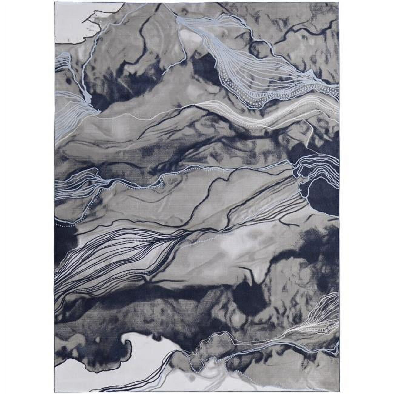 HomeRoots 10 x 14 ft. Blue Gray & Ivory Abstract Power Loom Stain ...