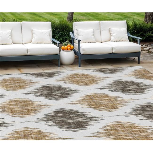 HomeRoots 589091 10 x 14 ft. Ikat Washable Indoor & Outdoor Rectangle ...