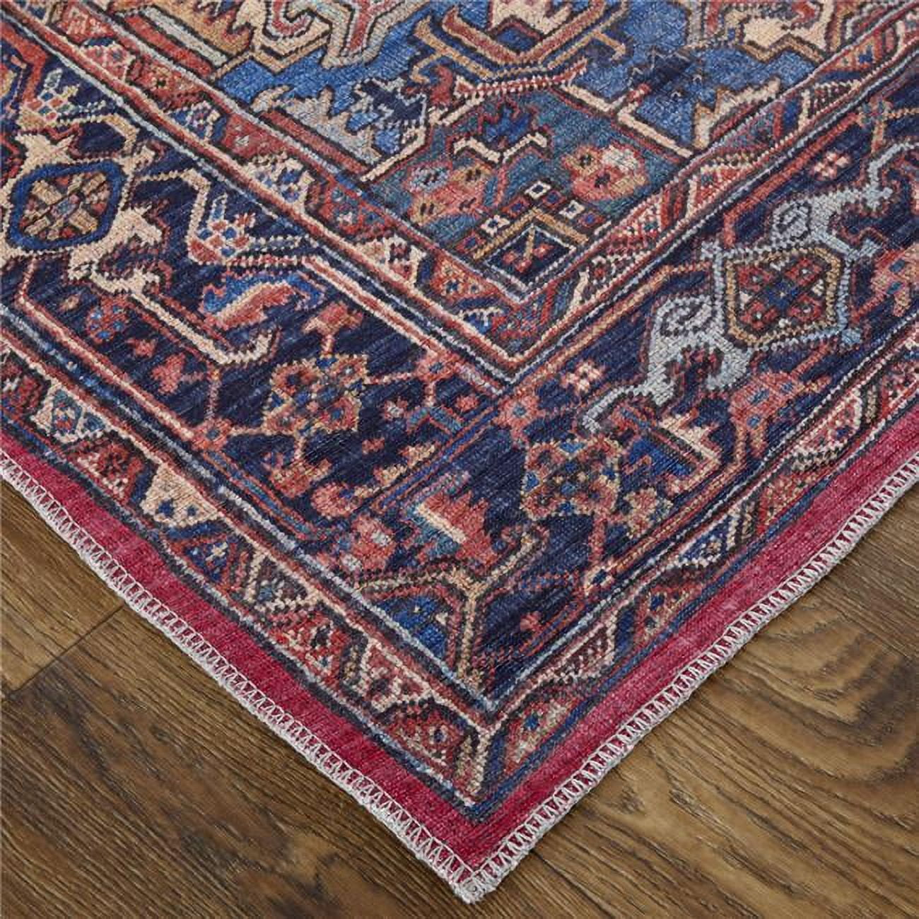 HomeRoots 10 x 14 ft. Red Tan & Blue Floral Power Loom Rectangle Area ...