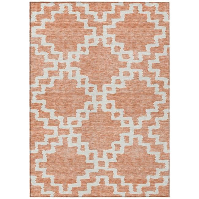 HomeRoots 593797 10 x 14 ft. Salmon & Ivory Geometric Washable Indoor ...