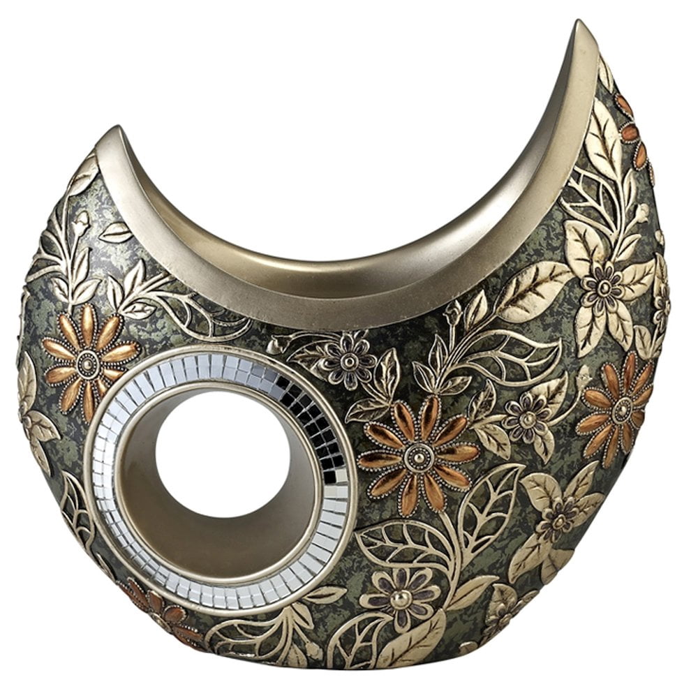 HomeRoots 12" Polyresin Gold Floral Novelty Table Vase - Walmart.com