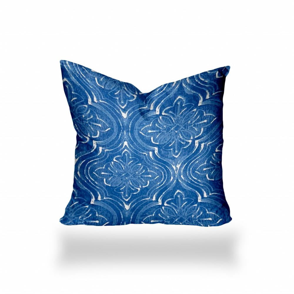 HomeRoots 12" X 12" Blue And White Zippered Ikat Throw Indoor Outdoor ...