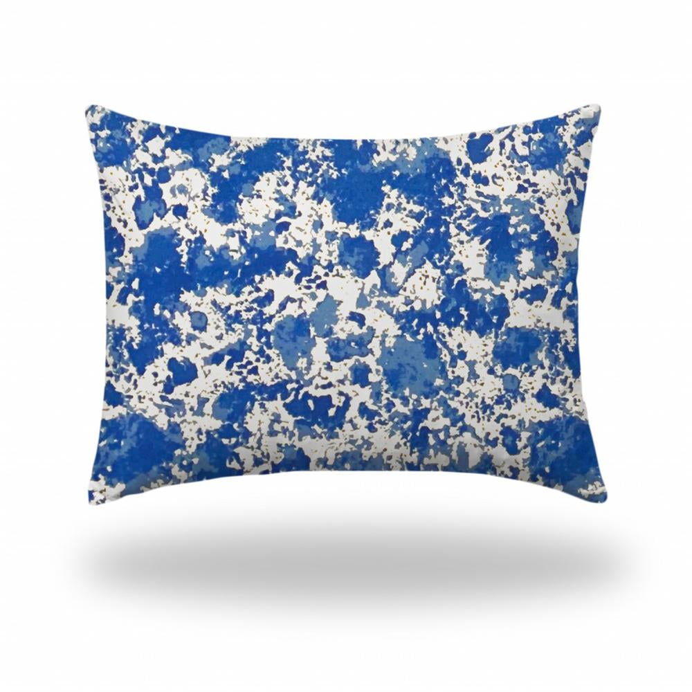 HomeRoots 12" X 16" Blue And White Blown Seam Coastal Lumbar Indoor ...