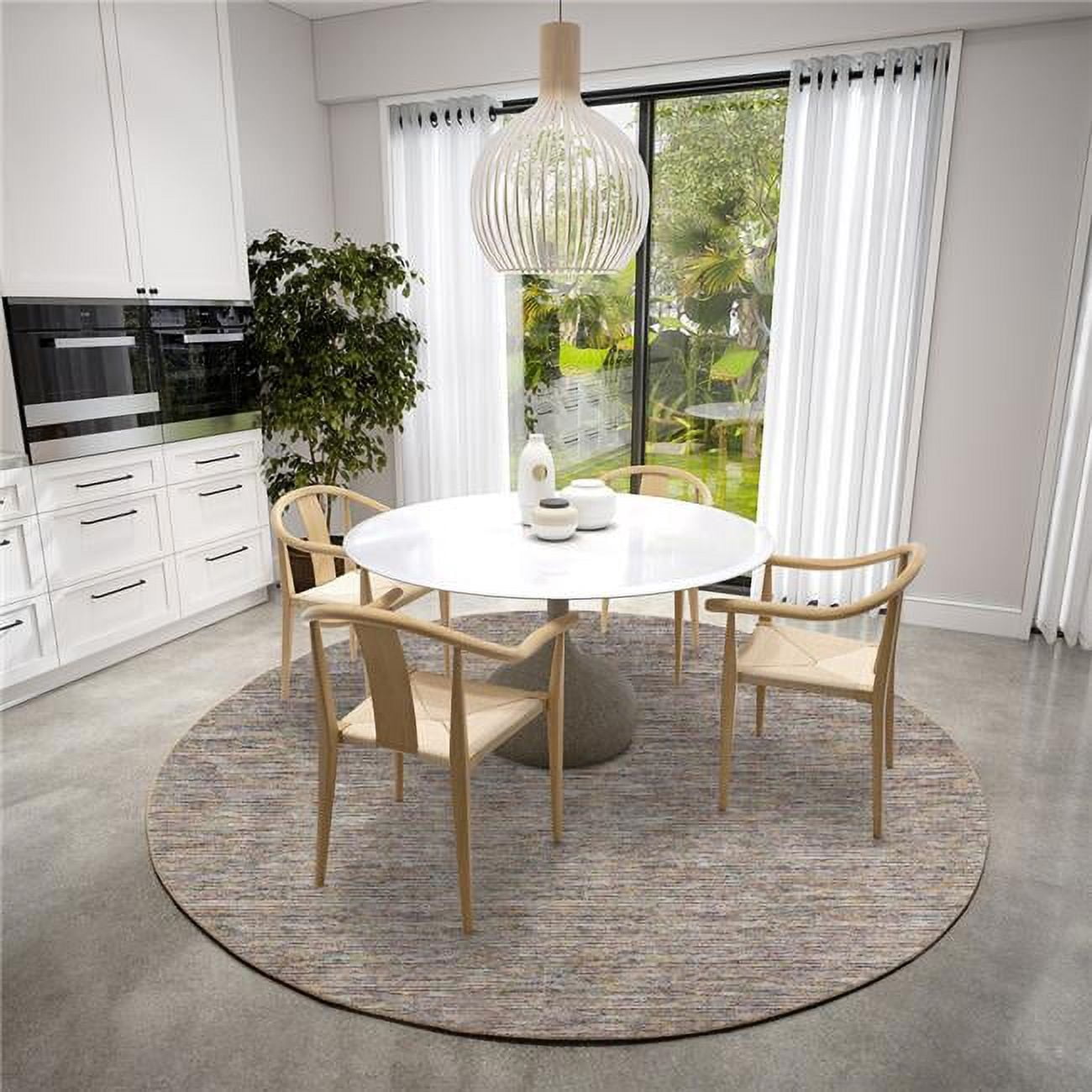 12' Round Grey Blue And Yellow Round Wool Hand Loomed Handmade Area Rug ...