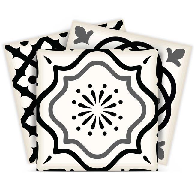 HomeRoots 555887 12 x 12 in. Black & White Multi Peel & Stick Removable ...