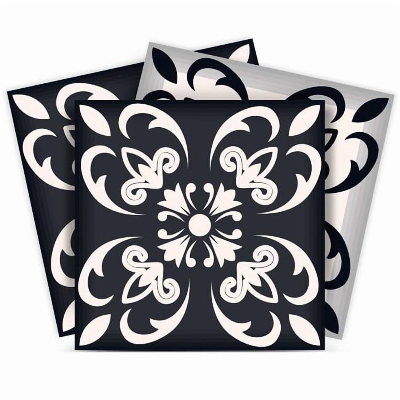 HomeRoots 555903 12 x 12 in. Black & White Quatro Peel & Stick ...