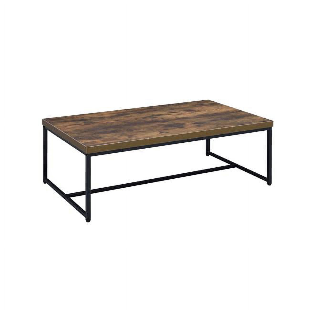 47" Black And Weathered Oak Manufactured Wood And Metal Rectangular ...