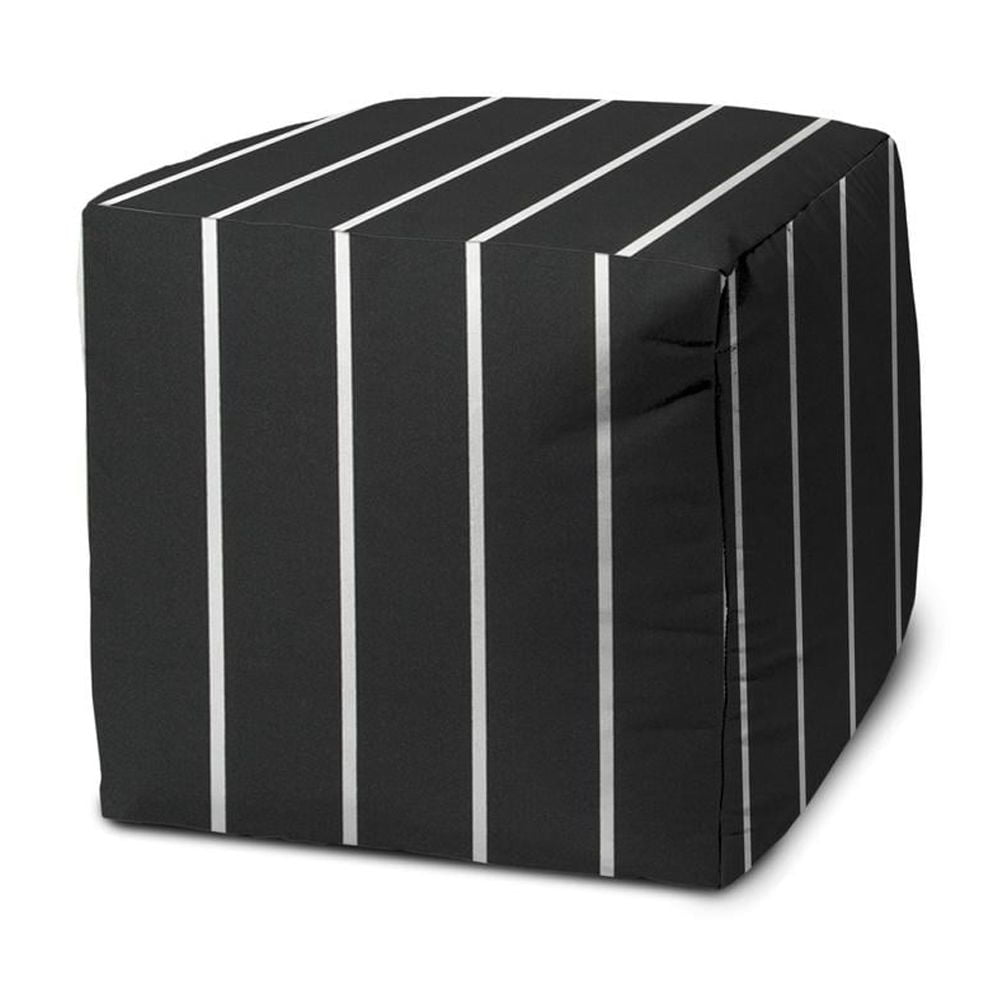17" Gray Cube Striped Indoor Outdoor Pouf Cover - Walmart.com