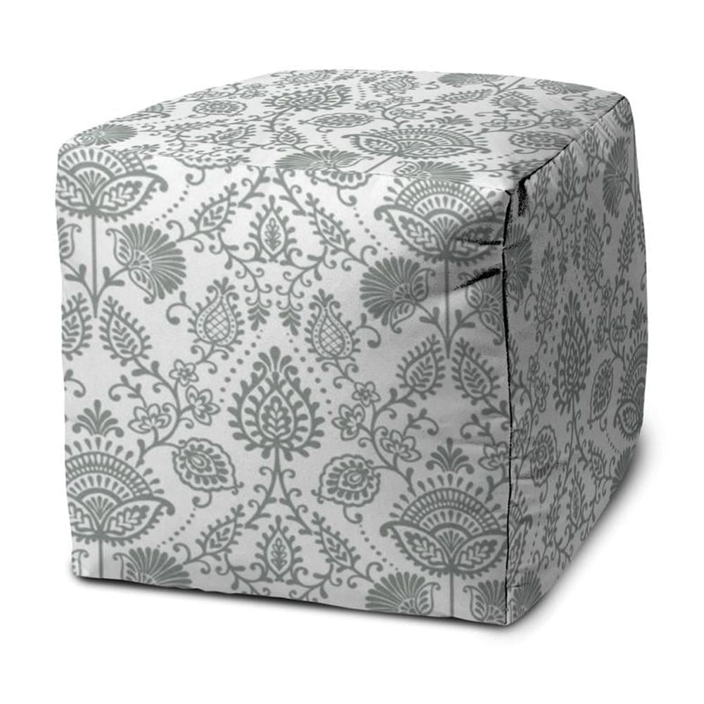 HomeRoots 17" Gray Polyester Cube Indoor Outdoor Pouf Ottoman - Walmart.com