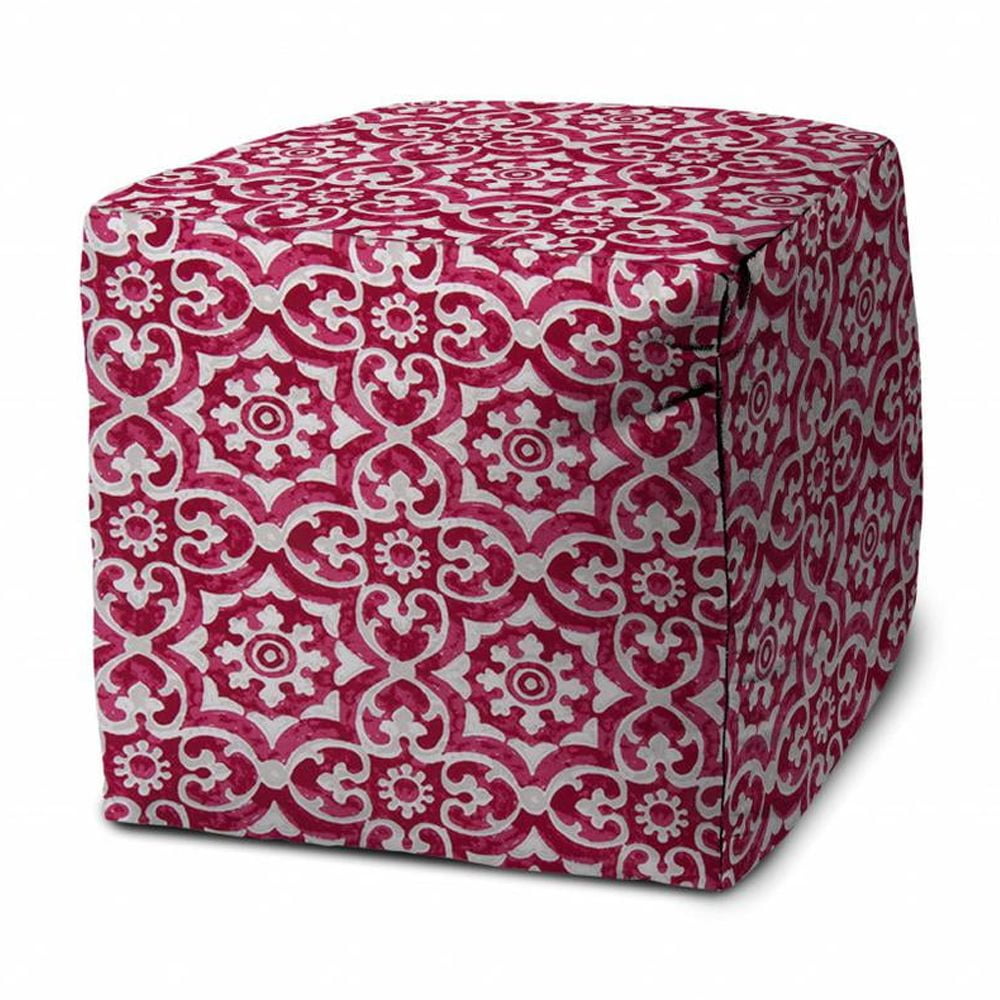 HomeRoots 17" Pink Cube Indoor Outdoor Pouf Cover - Walmart.com