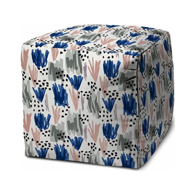 HomeRoots 17" Pink Polyester Cube Geometric Indoor Outdoor Pouf Ottoman ...