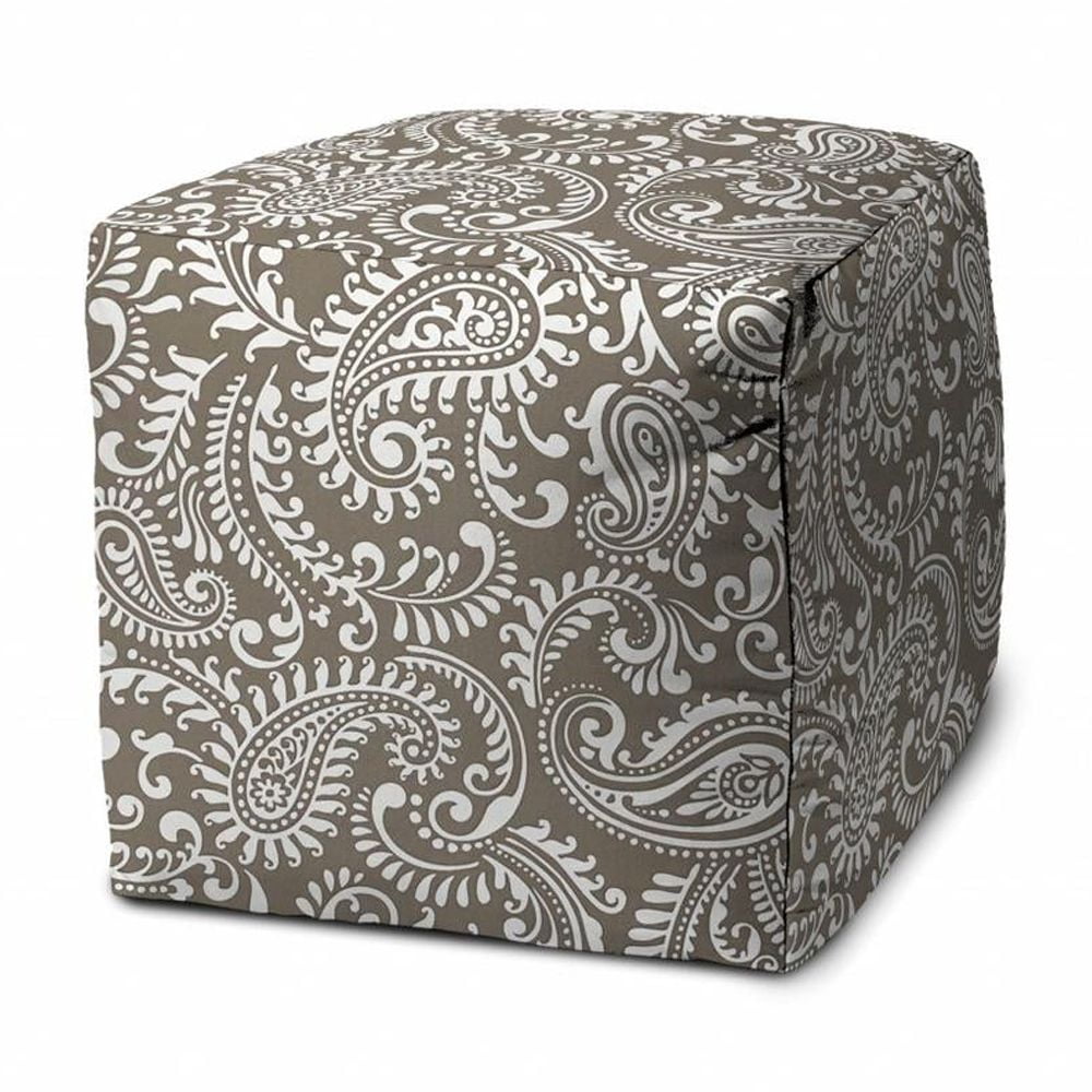 17" Taupe Cube Paisley Indoor Outdoor Pouf Cover - Walmart.com