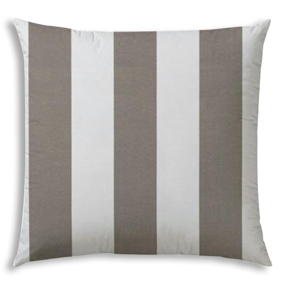 HomeRoots 17" X 17" Taupe And Ivory Blown Seam Striped Lumbar Indoor ...
