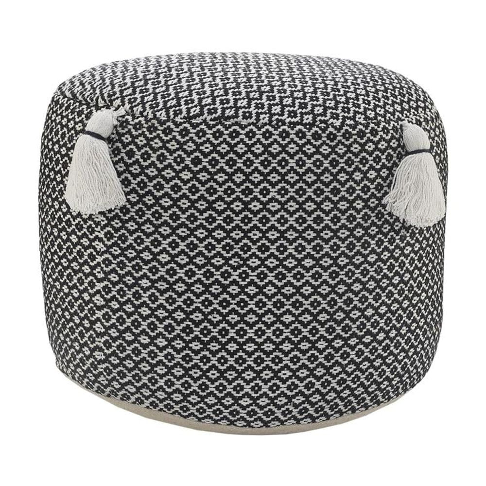 HomeRoots 18" Black 100% Cotton Ottoman - Walmart.com