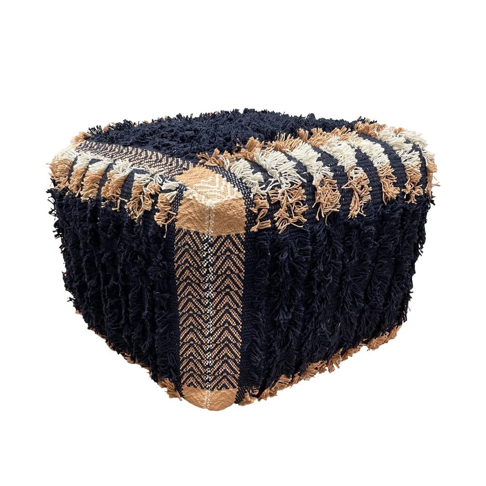 HomeRoots 18" Blue 100% Cotton Ottoman - Walmart.com