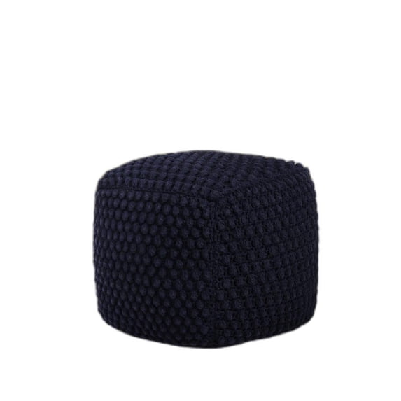 HomeRoots 486536 18 x 18 x 18 in. Navy Blue Cotton Blend Pouf Ottoman ...
