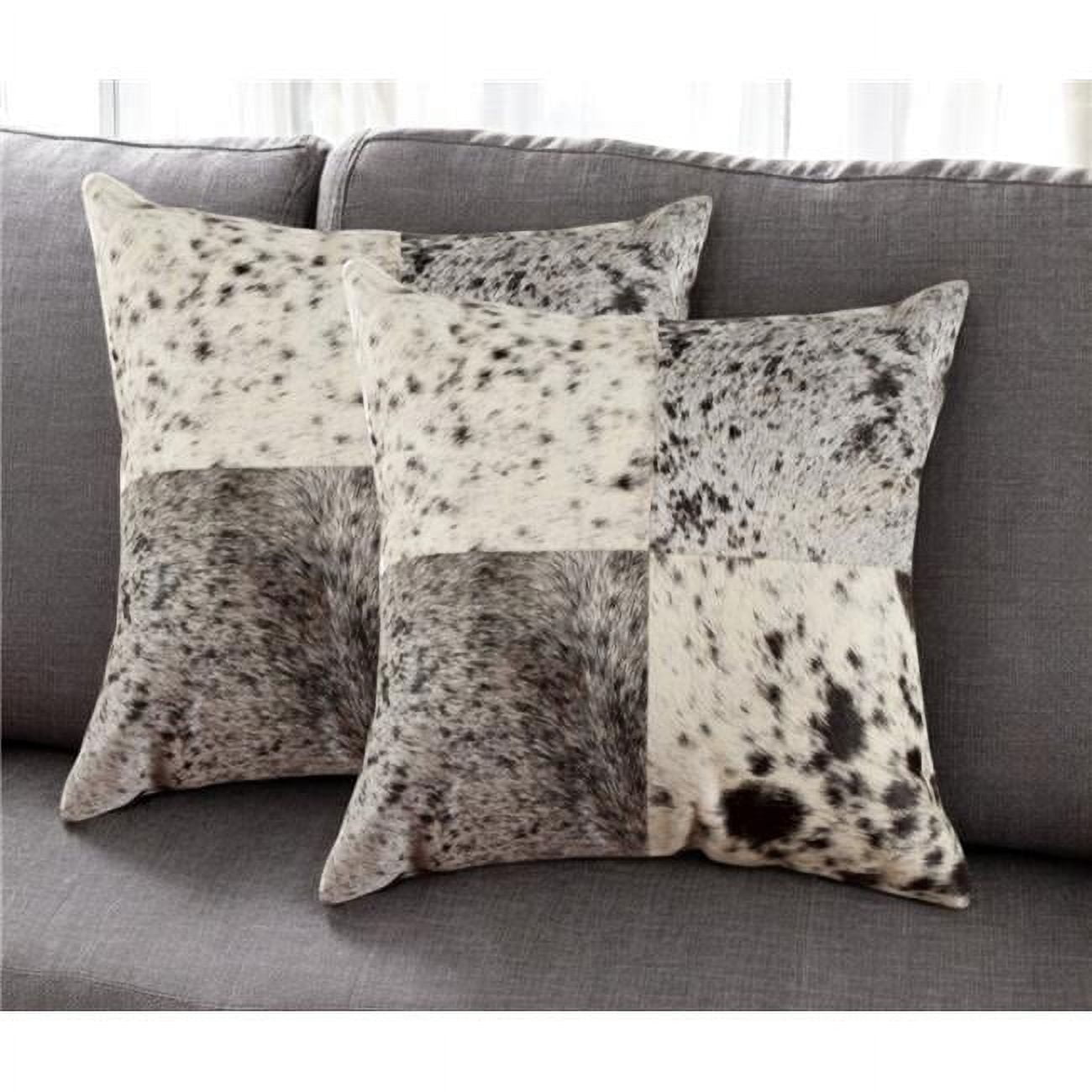 HomeRoots 544638 18 x 18 in. Black & White Cowhide Throw Pillows - Set ...