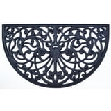 HomeRoots 573959 18 x 30 in. Black Rubber Outdoor Semi Circle Door Mat ...