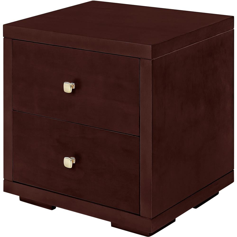 HomeRoots 19" Espresso Two Drawer Nightstand - Walmart.com